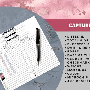 Fillable Litter Record Tracker Whelping Records Whelping - Etsy