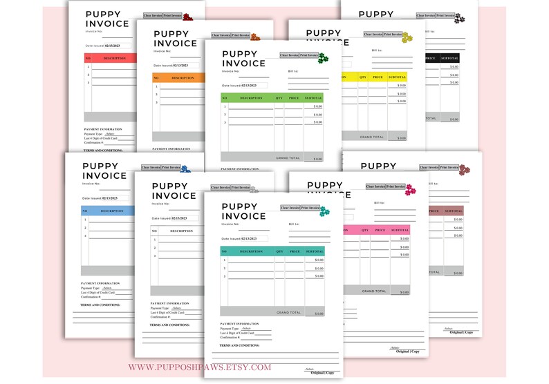 Pawfect Puppies Invoice: Fillable Invoice Receipt for Dog Breeders and ...
