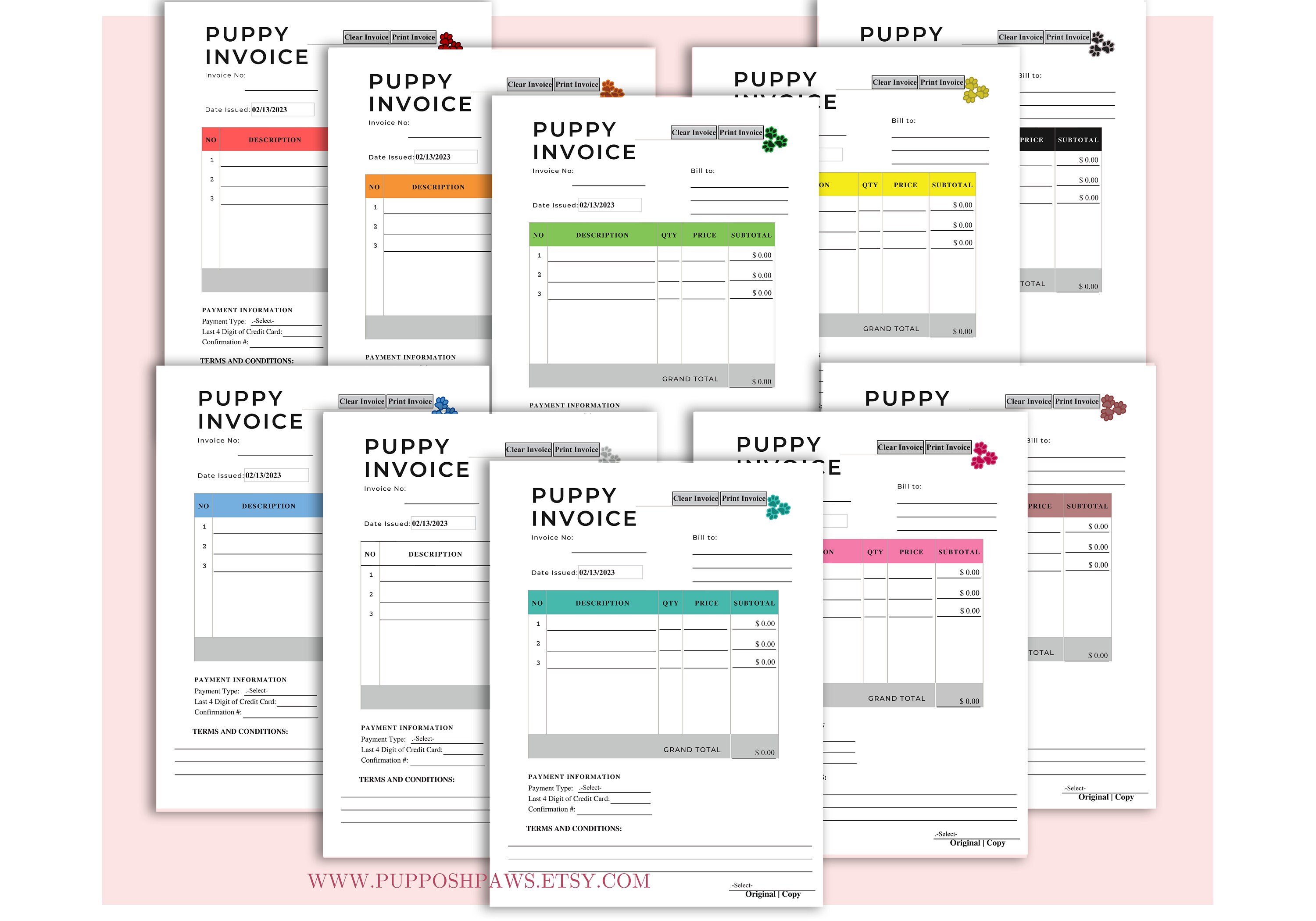Pawfect Puppies Invoice: Fillable Invoice Receipt for Dog Breeders and ...