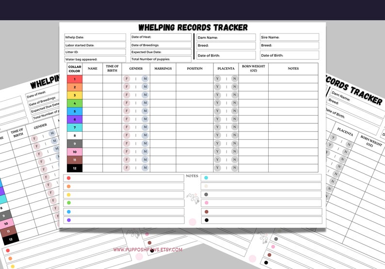 Printable Puppies Whelping Tracker, Breeder Records Form - Etsy