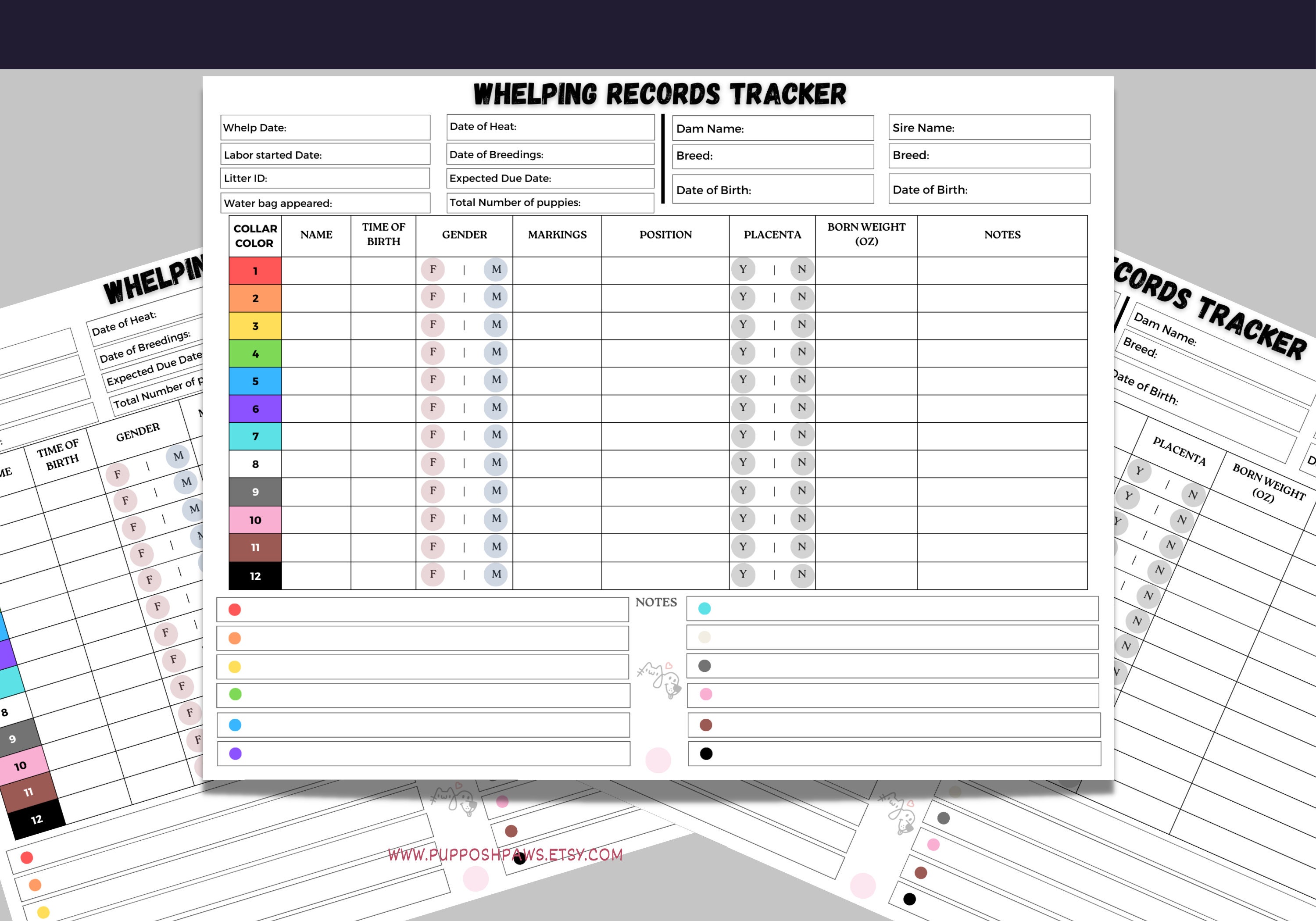 Printable Puppies Whelping Tracker, Breeder Records Form - Etsy