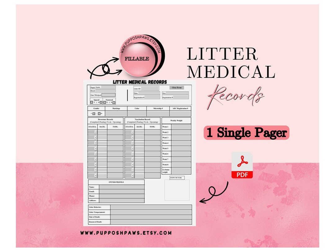 Puppies Litter Medical Records: De-wormer, Vaccination and Weight ...
