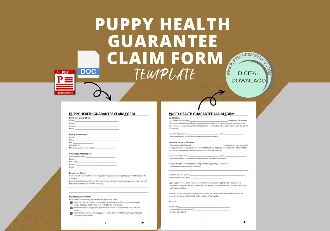 Puppy Wellness Assurance: Health Guarantee Claim Form - Etsy