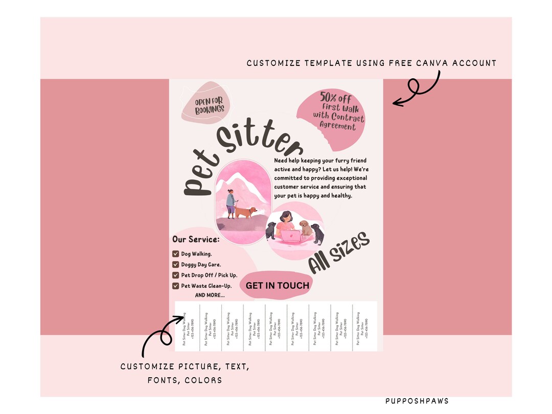 Pet Sitter | Dog Walking Flyer - Etsy