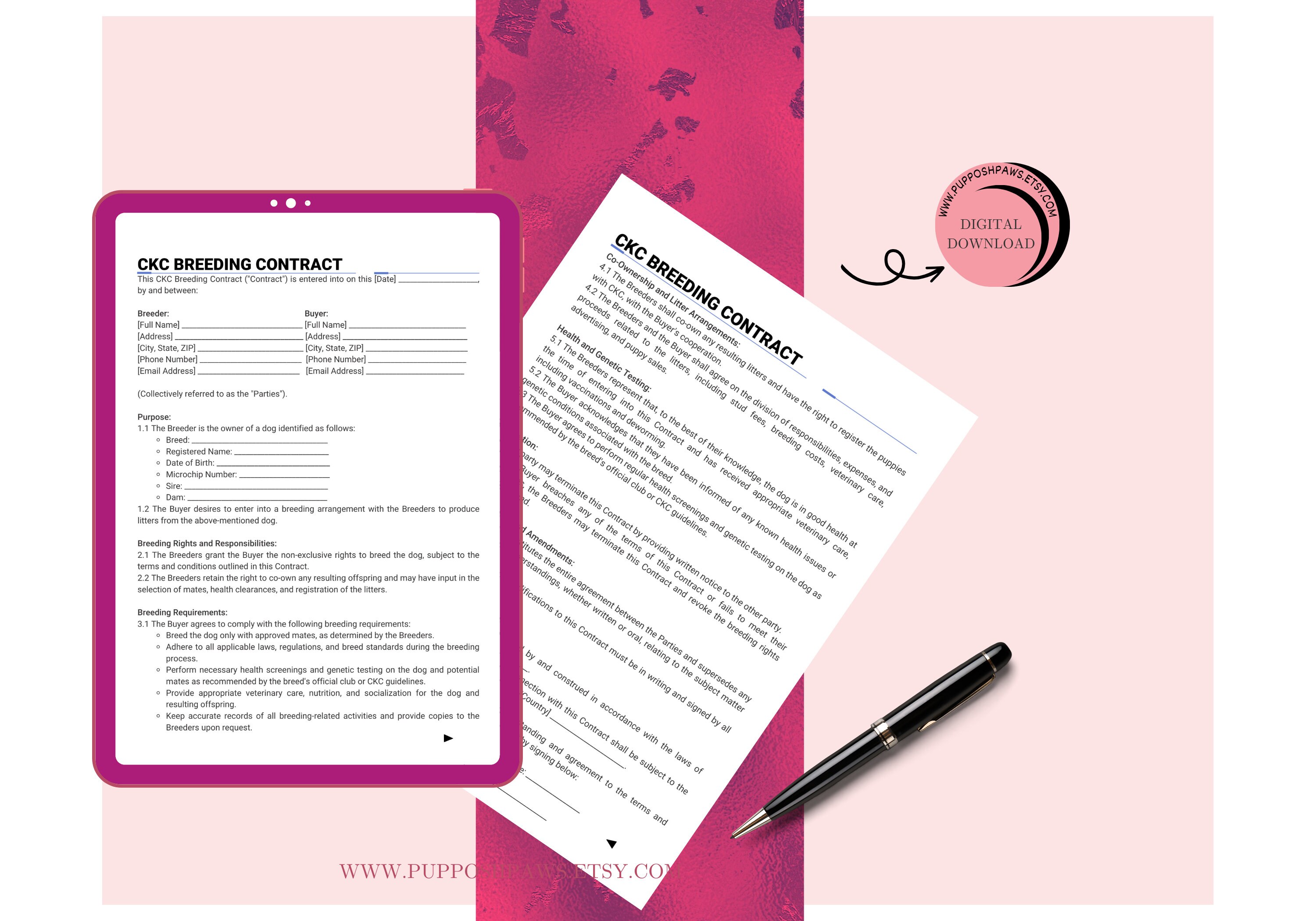 Breeding Contract: CKC Puppy Breeding Template for Breeders and Co ...