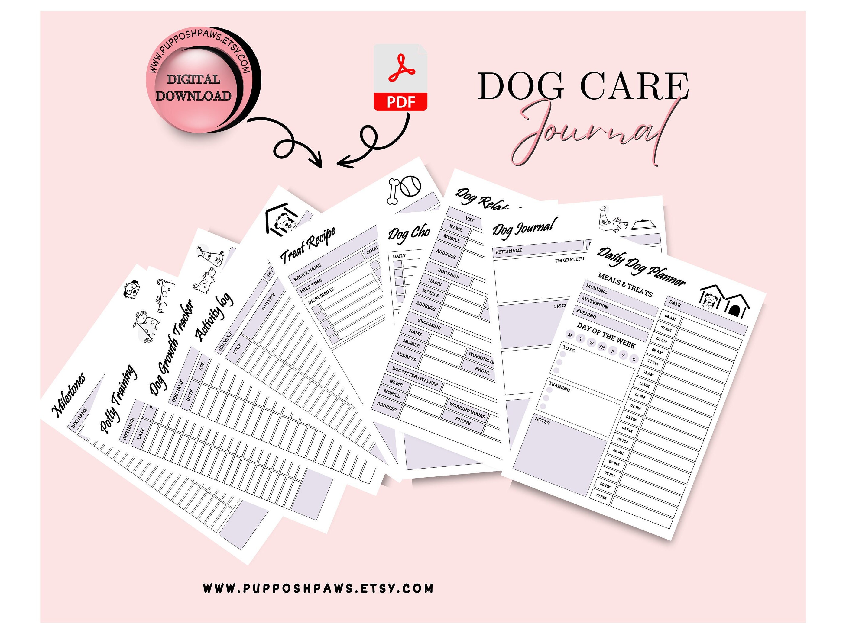 Printable All-in-one Dog Care Planner, Veterinarian Pet Organizer ...