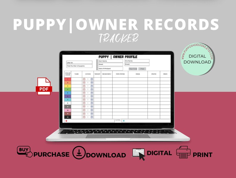 Fillable Puppies and Owner Records Form Puppy Profile - Etsy