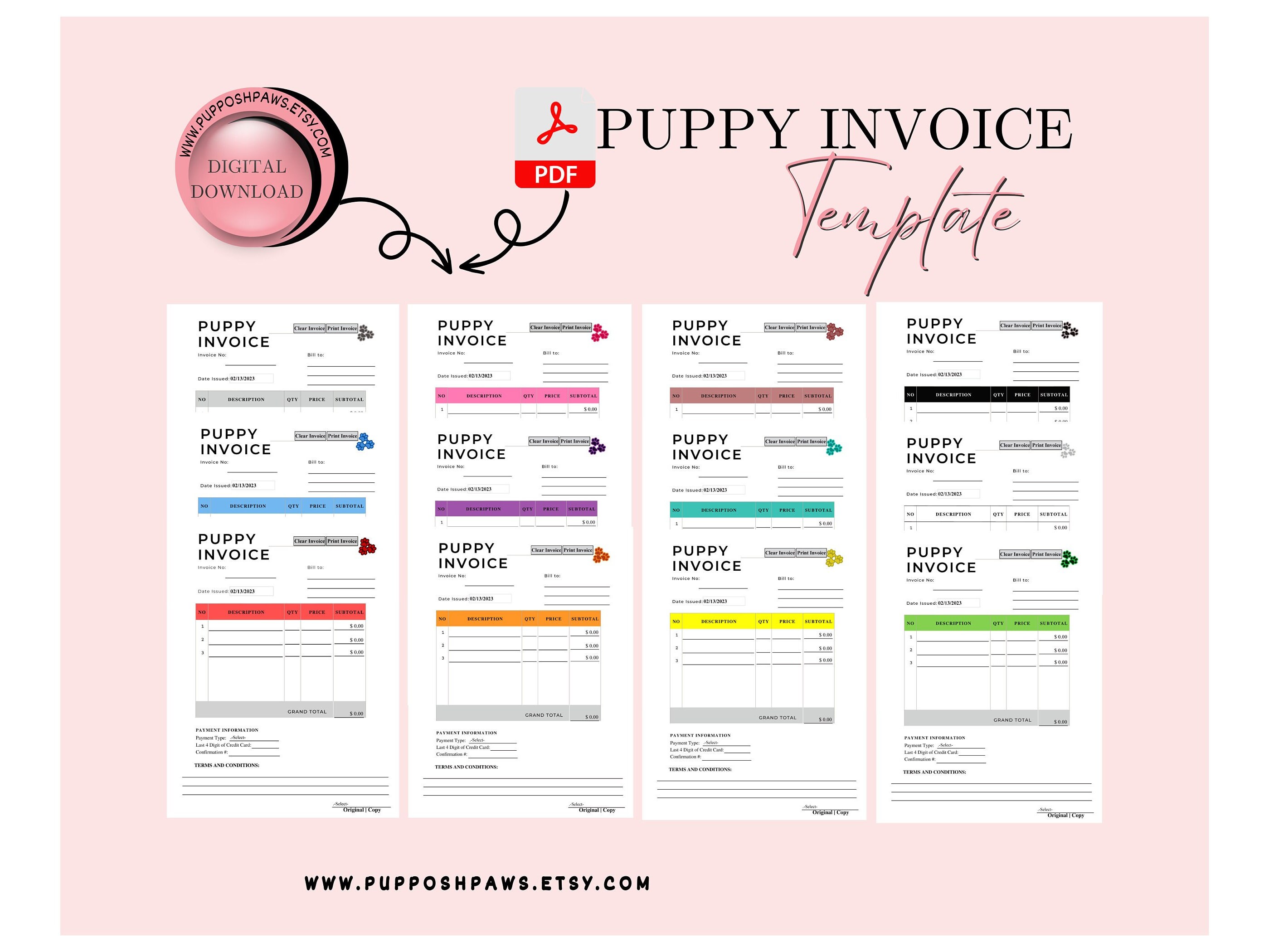 Pawfect Puppies Invoice: Fillable Invoice Receipt for Dog Breeders and ...