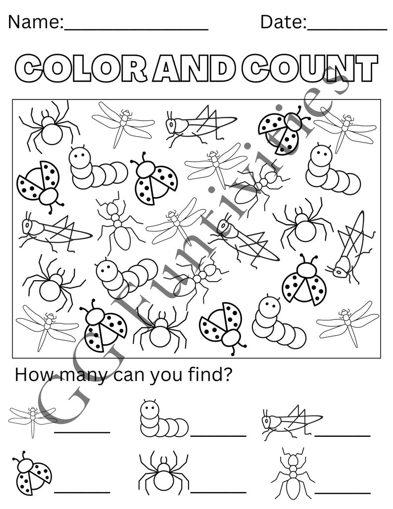 Children's Color and Count Activity Bundle (20 Pages) - Etsy