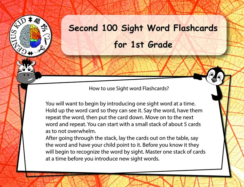 Second 100 Sight Word Flashcards for 1st Grade - Etsy