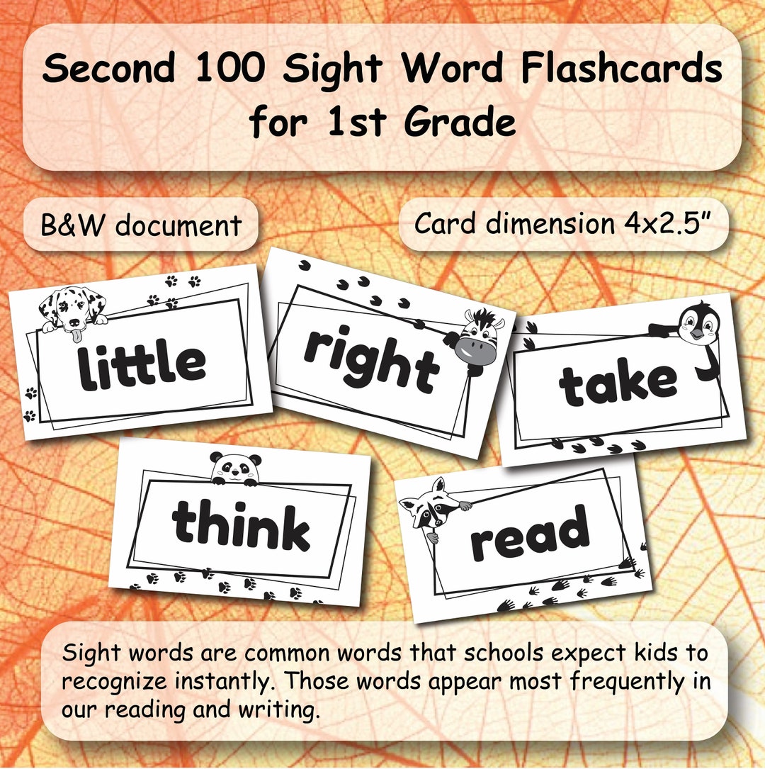 Second 100 Sight Word Flashcards for 1st Grade - Etsy