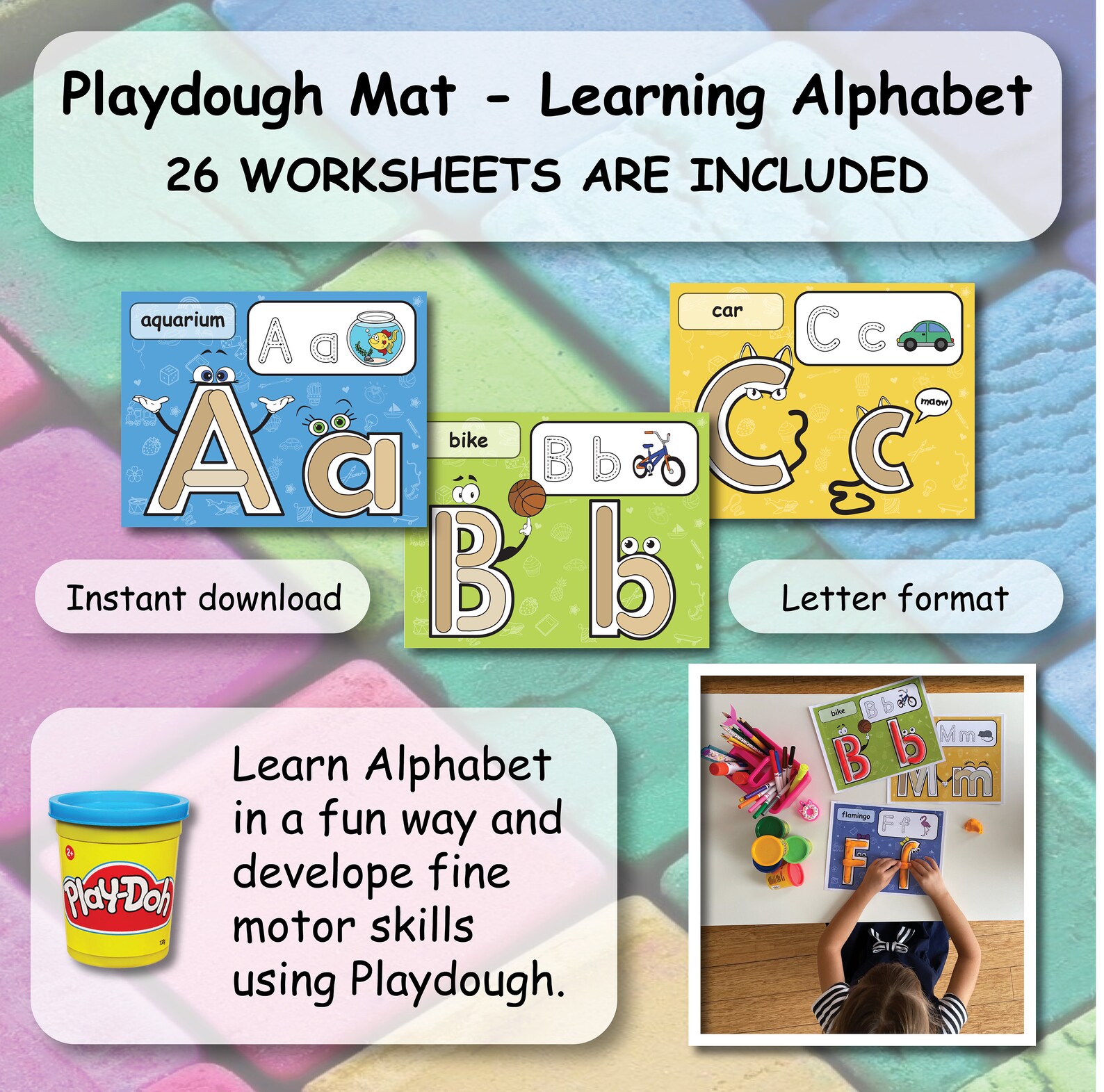 Learning Alphabet Playdough Mat - Printable Educational Resource for ...