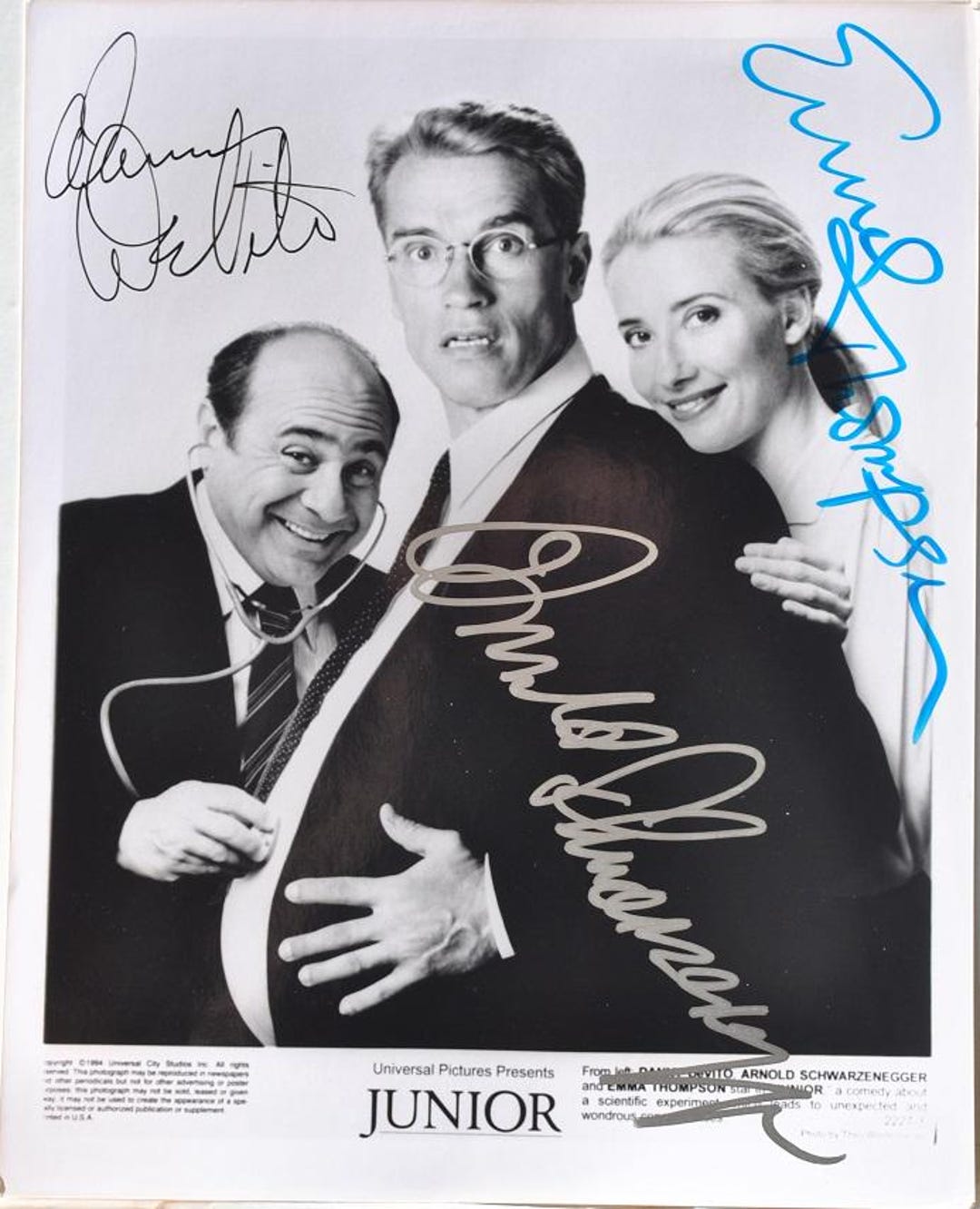 JUNIOR Cast Signed Photo X3 - Arnold Schwarzenegger, Danny Devito, Emma ...