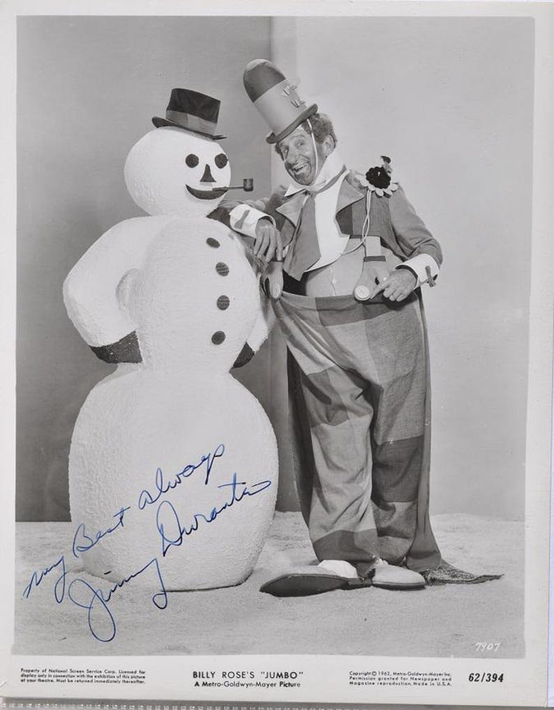 JIMMY DURANTE Signed Photo - Billy Rose's "jumbo" - the Schnozzola W ...