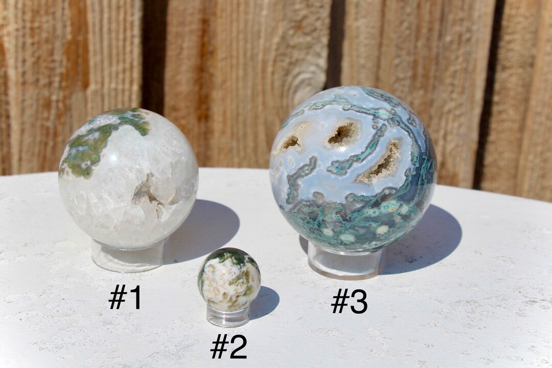 Moss Agate Sphere Blue Moss Agate Sphere Green Moss Agate Sphere - Etsy
