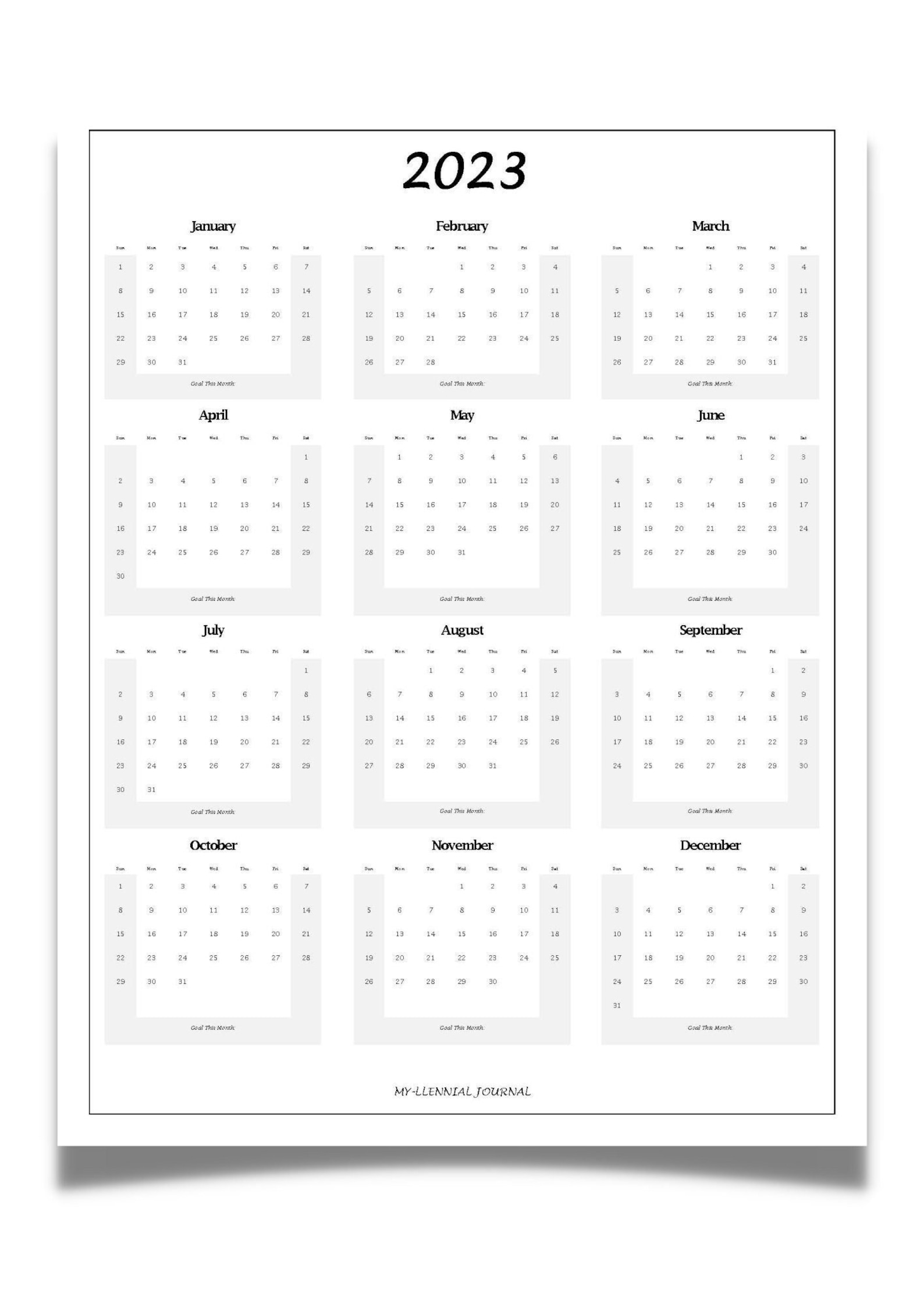 2023 Calendar - Digital | 2023 Calendar Template to Download/print ...