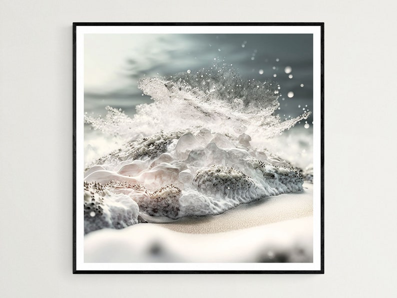 Sea Foam With Sea Shell Art on Beach, Biophilic Wall Art, Cottage ...