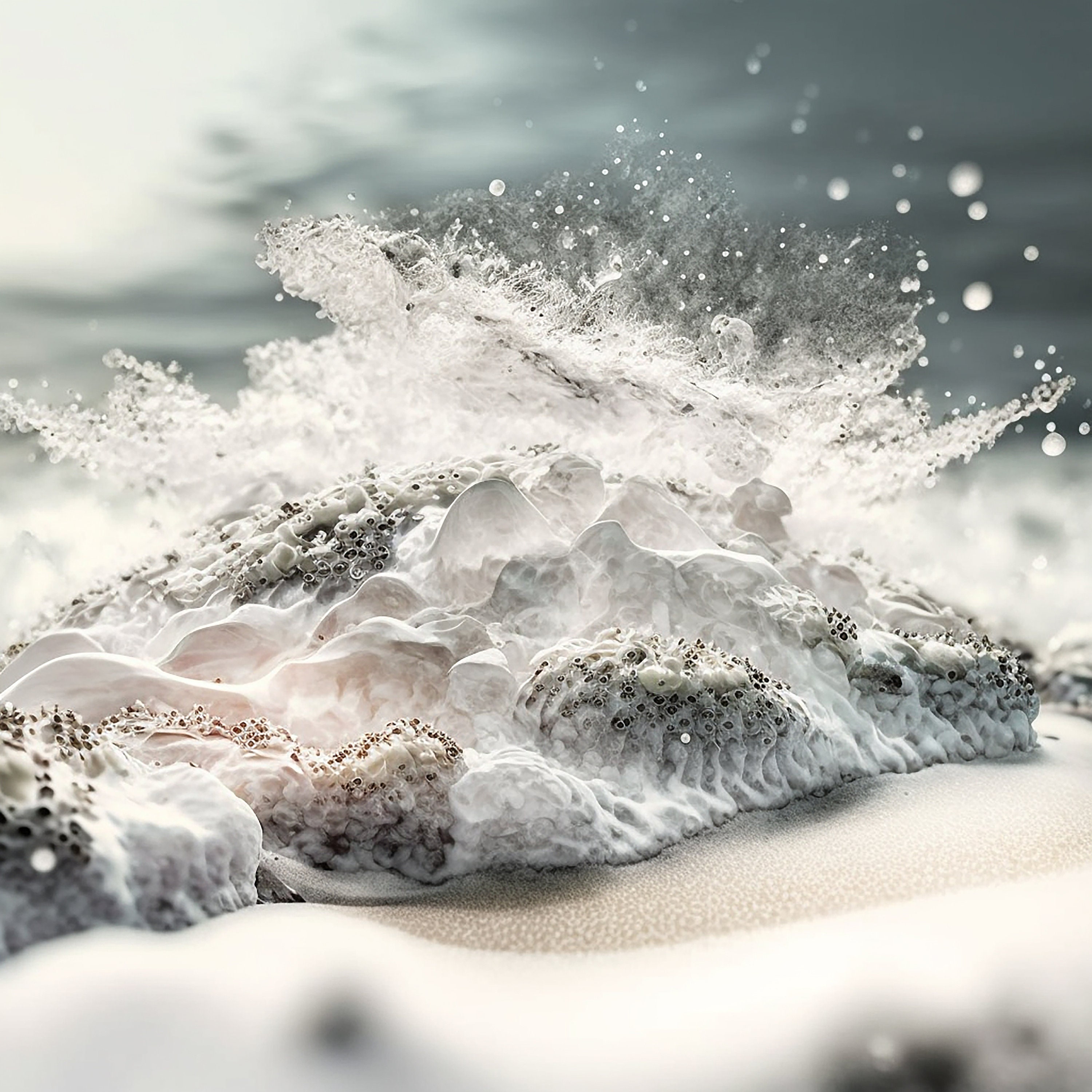 Sea Foam With Sea Shell Art on Beach, Biophilic Wall Art, Cottage ...