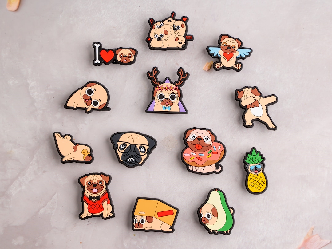 Pug Shoe Charms Dog 13PCS Animal PVC Puppy Clog Pins Accessories Party ...