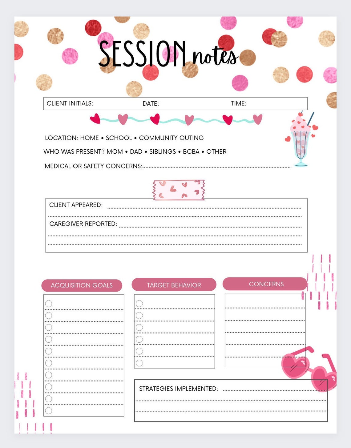 Valentine’s Day RBT Session Note Template - Etsy