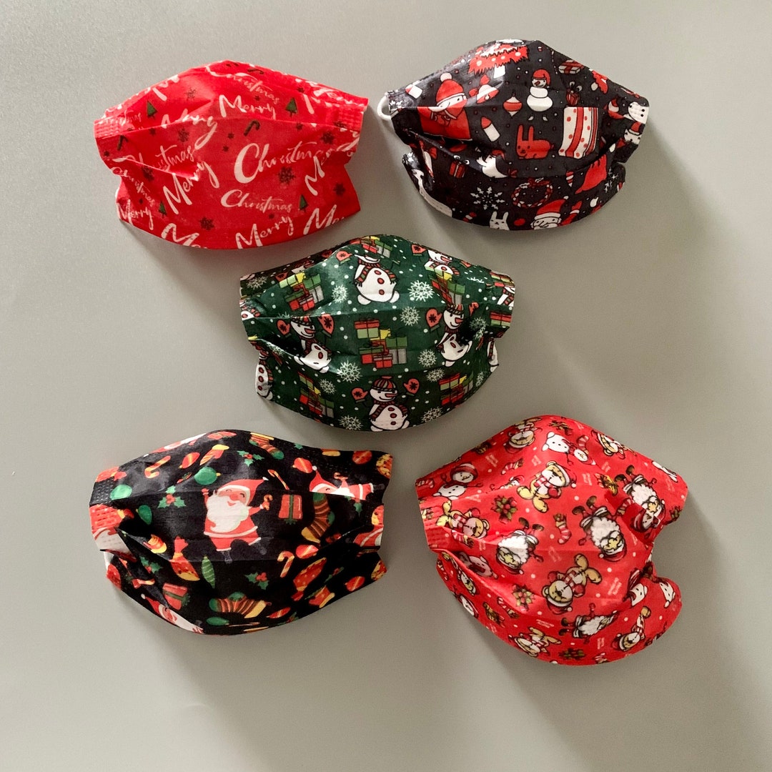 Kids Christmas Print Design 50 Pcs Face Mask, Disposable Face Mask ...