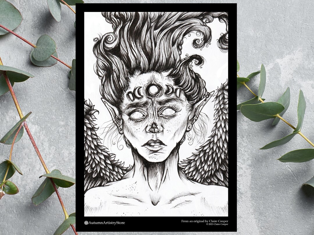 Moon Phases Art Print | Celtic Folklore Poster, Pagan Art, Celestial ...