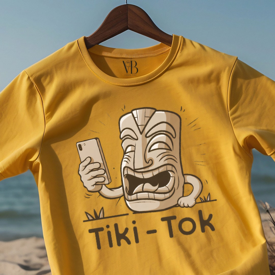 Tiki Tok Selfie T-shirt - Tiki Mask Social Media Shirt - Funny Tiki Tok ...