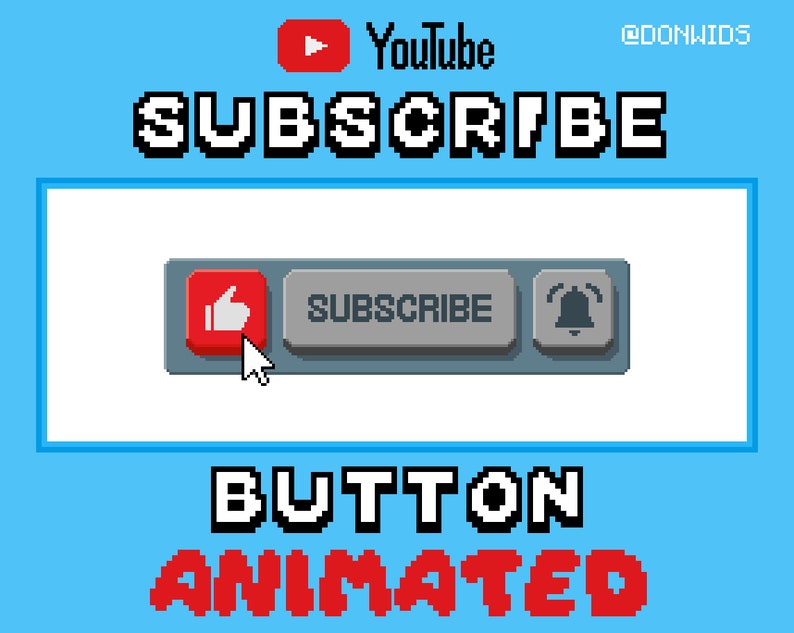 Youtube Subscribe Button Animated Pixelart Overlay for Videos - Etsy