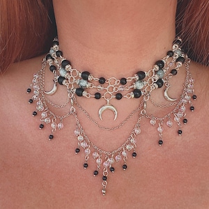Triple Moon Goddess Choker: Hecate Witchcore Celestial Necklace - Etsy