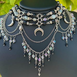Triple Moon Goddess Choker: Hecate Witchcore Celestial Necklace - Etsy