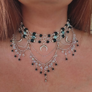 Triple Moon Goddess Choker: Hecate Witchcore Celestial Necklace - Etsy