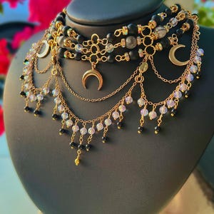 Triple Moon Goddess Choker: Hecate Witchcore Celestial Necklace - Etsy
