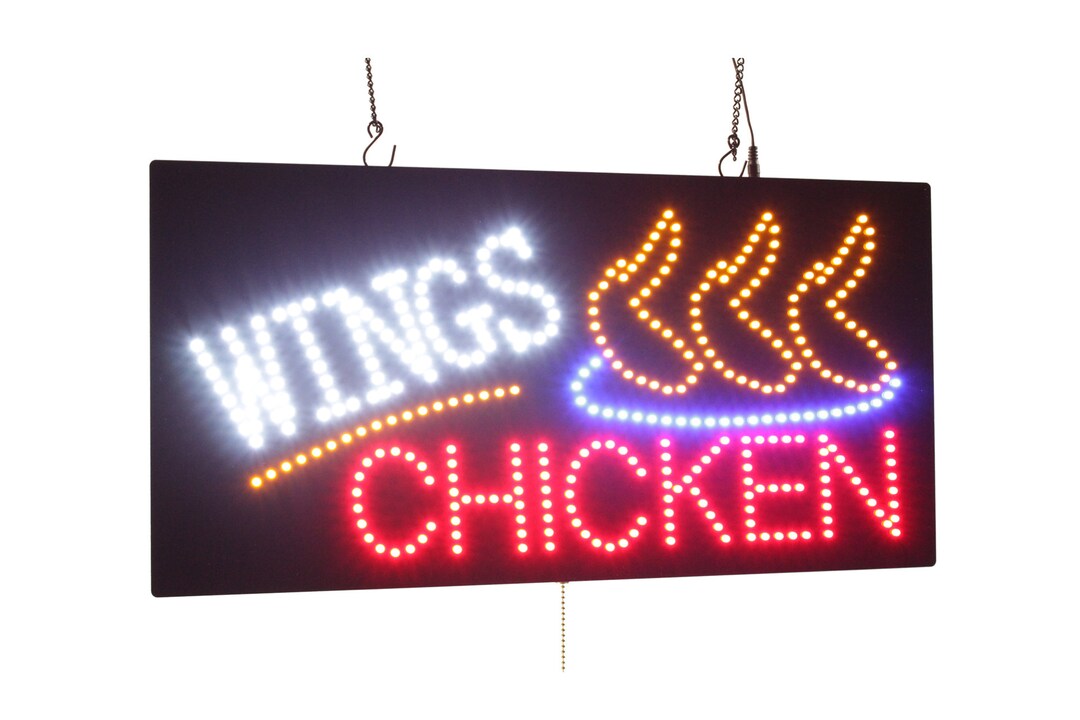 Wings Chicken Sign, TOPKING, Signage, LED, Neon, Open, Store, Window ...