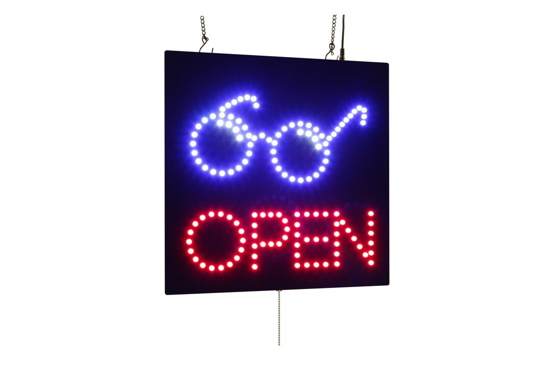 Open Eyeglasses Sign, TOPKING, Signage, LED, Neon, Open, Store, Window ...