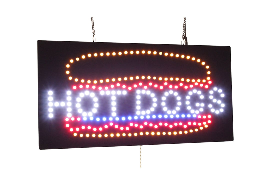 Hot Dogs Sign, TOPKING, Signage, LED, Neon, Open, Store, Window, Shop ...