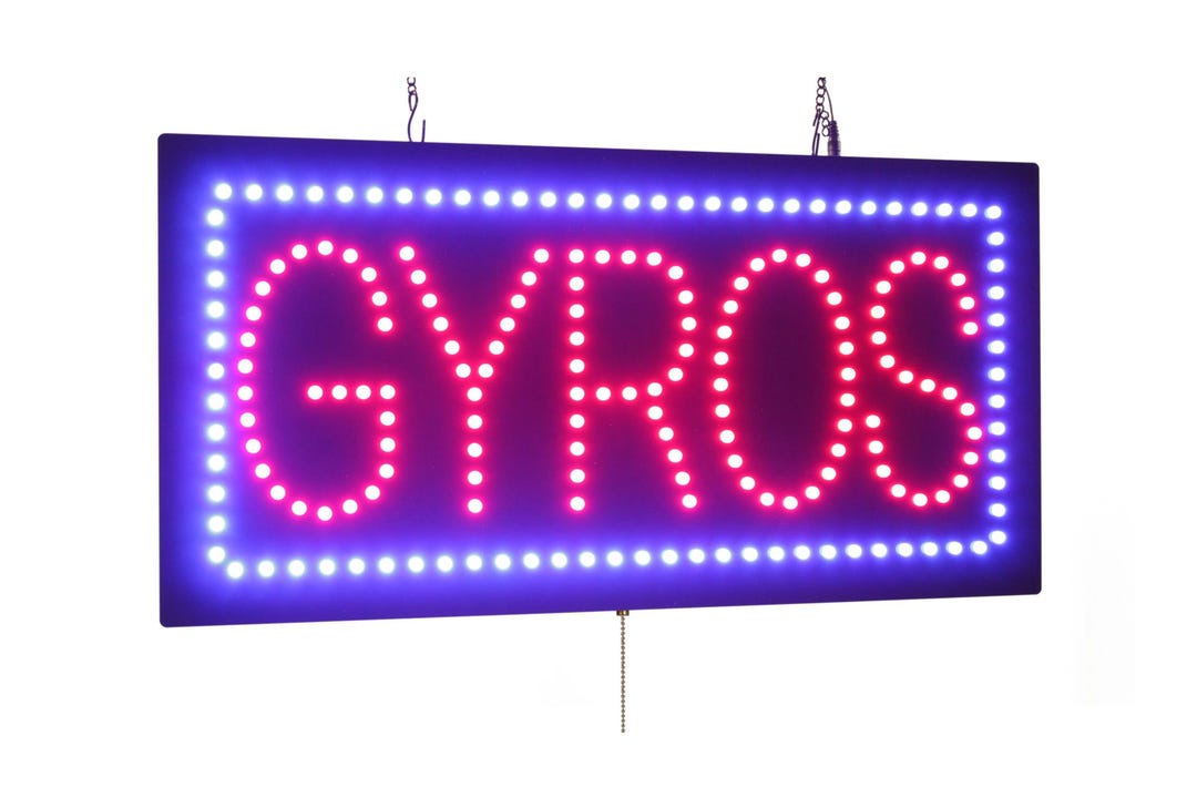 Gyros Sign, 24"x12", 60x30cm, TOPKING, Signage, LED, Bright, Open ...