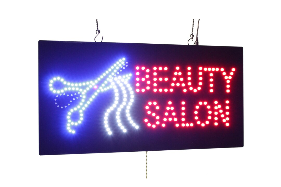 Beauty Salon Scissors Sign, Jumbo Size, 31"x17", 78x43cm, TOPKING, LED ...