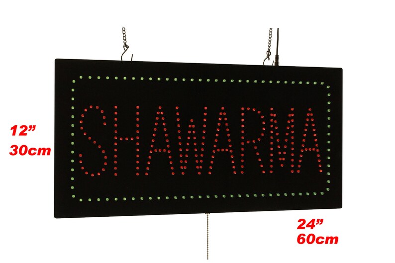 Shawarma Sign, TOPKING, Signage, LED, Neon, Open, Store, Window, Shop ...