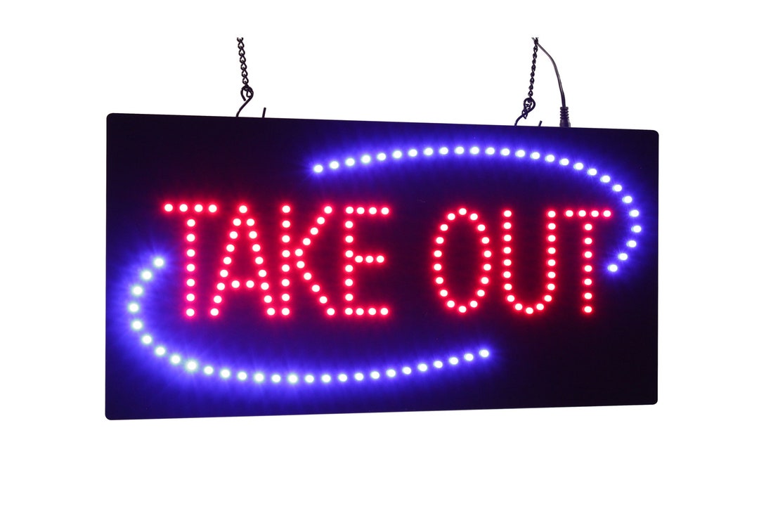 Take Out Sign 24", TOPKING, Signage, LED, Neon, Open, Store, Window ...