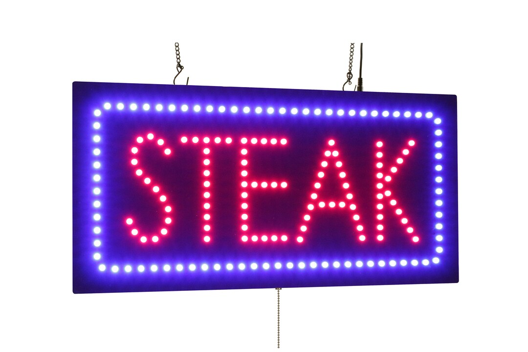 Steak Sign, TOPKING, Signage, LED, Neon, Open, Store, Window, Shop ...