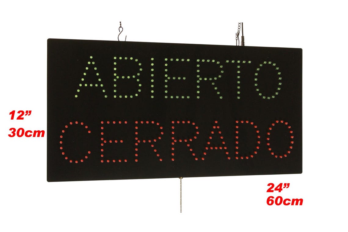 Abierto Cerrado Sign, 24"x12", 60x30cm, TOPKING, LED, Neon, Florescent ...