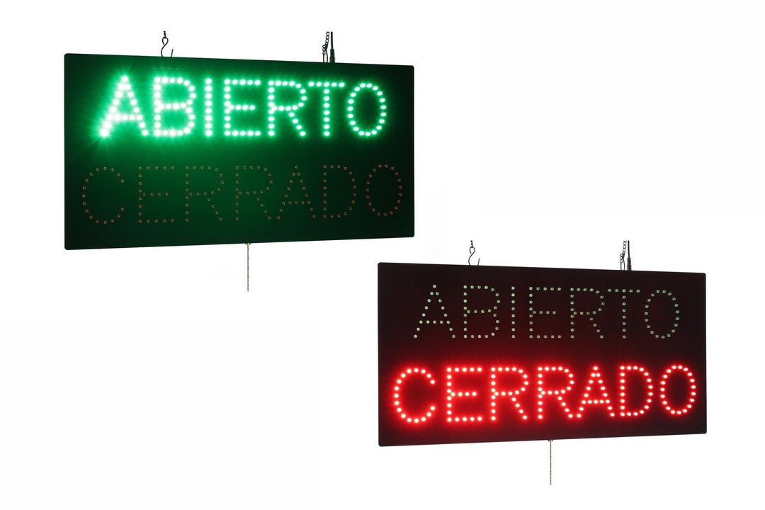 Abierto Cerrado Sign, 24"x12", 60x30cm, TOPKING, LED, Neon, Florescent ...