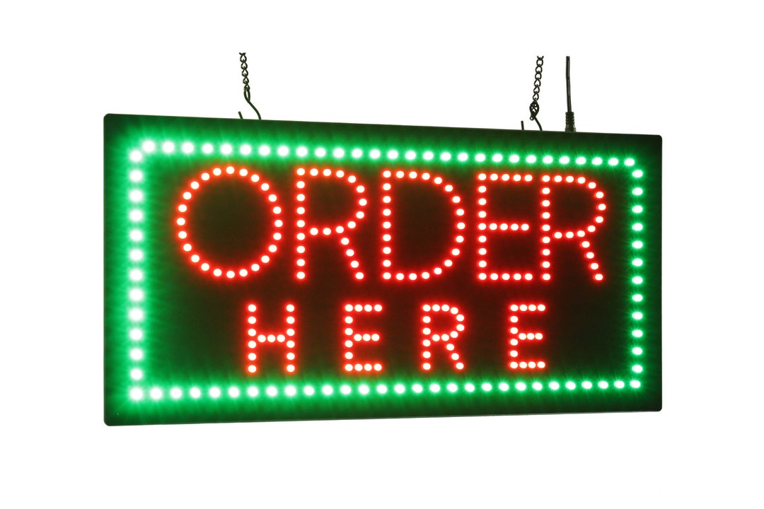 Order Here Sign, TOPKING, Signage, LED, Neon, Open, Store, Window, Shop ...