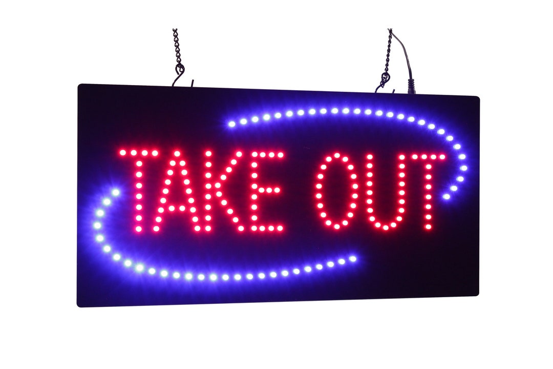 Take Out Sign 19", TOPKING, Signage, LED, Neon, Open, Store, Window ...