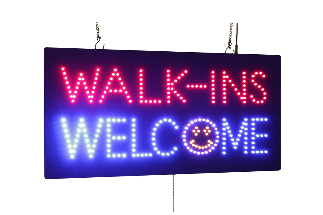Walk-ins Welcome Sign, TOPKING, Signage, LED, Neon, Open, Store, Window ...