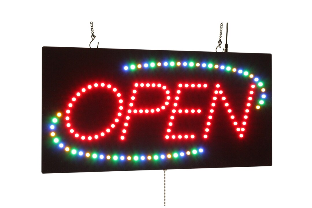 Open Sign Tri-color Oval 24", TOPKING, Signage, LED, Neon, Open, Store ...