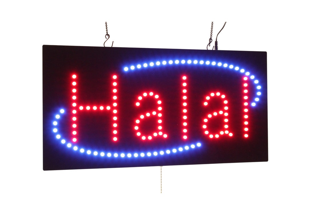 Halal in English Sign, TOPKING, Signage, LED, Neon, Open, Store, Window ...