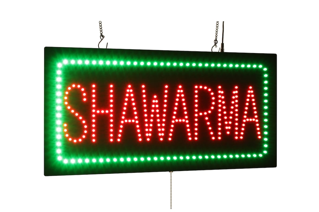 Shawarma Sign, TOPKING, Signage, LED, Neon, Open, Store, Window, Shop ...