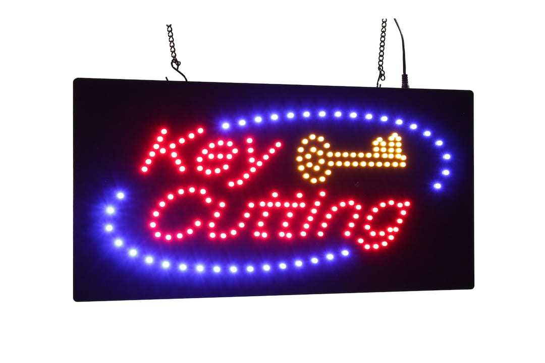Key Cutting Sign, TOPKING, Signage, LED, Neon, Open, Store, Window ...