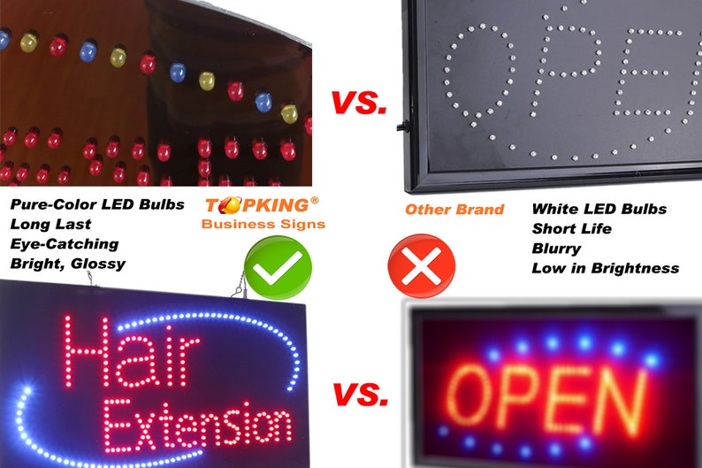 Open Sign Vertical 19", TOPKING, Signage, LED, Neon, Open, Store ...